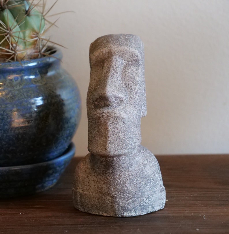 Homemade Mini Moai Easter Island Head Concrete Statue Lawn Ornament for ...