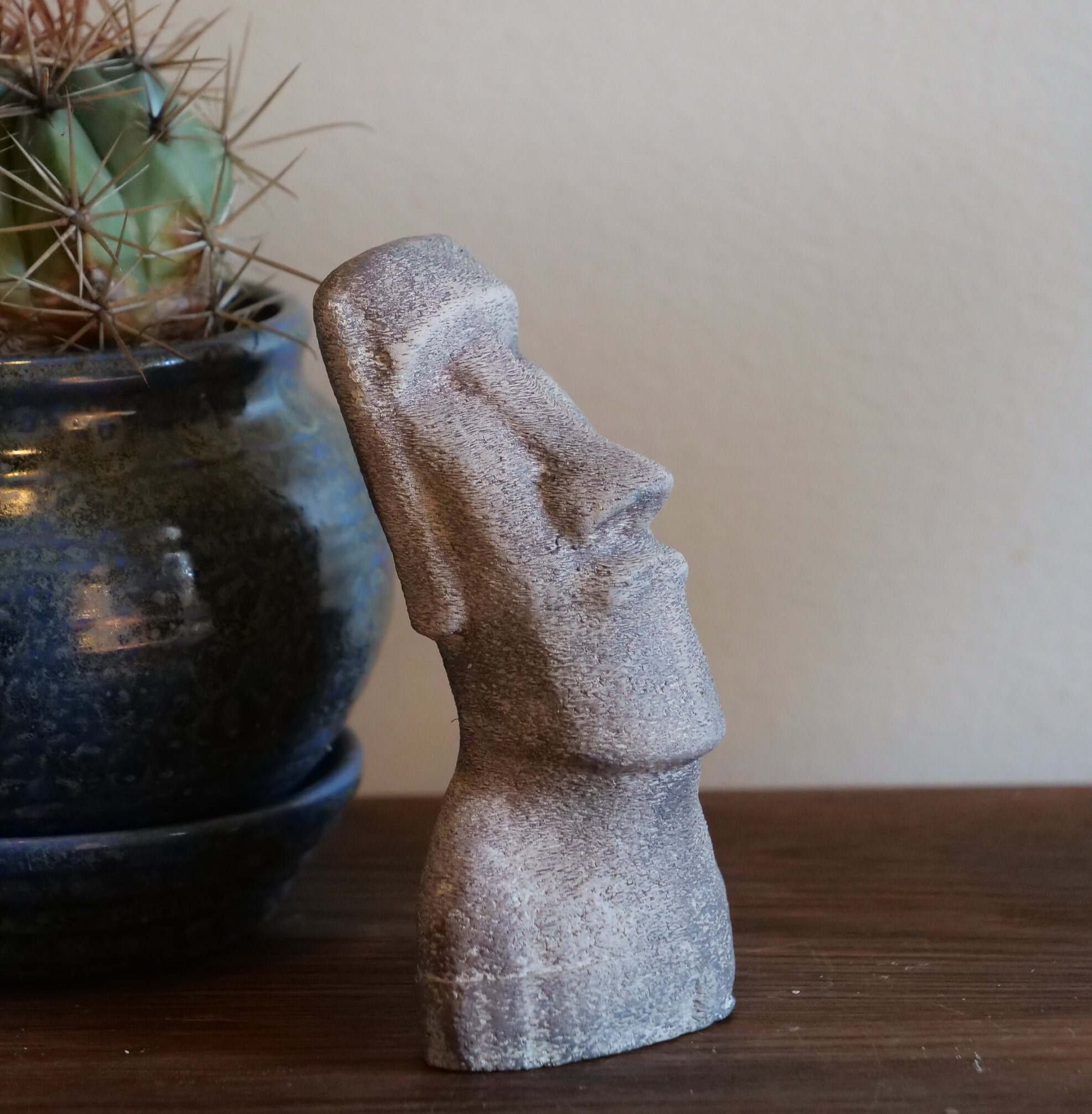 Homemade Mini Moai Easter Island Head Concrete Statue Lawn Ornament for ...