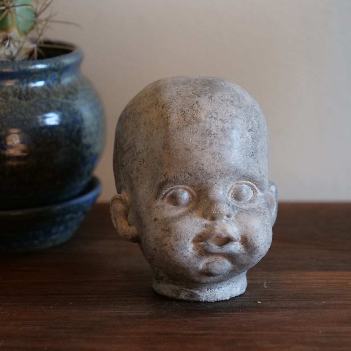 Creepy Baby Head Concrete Statue Homemade Garden Lawn Ornament for ...