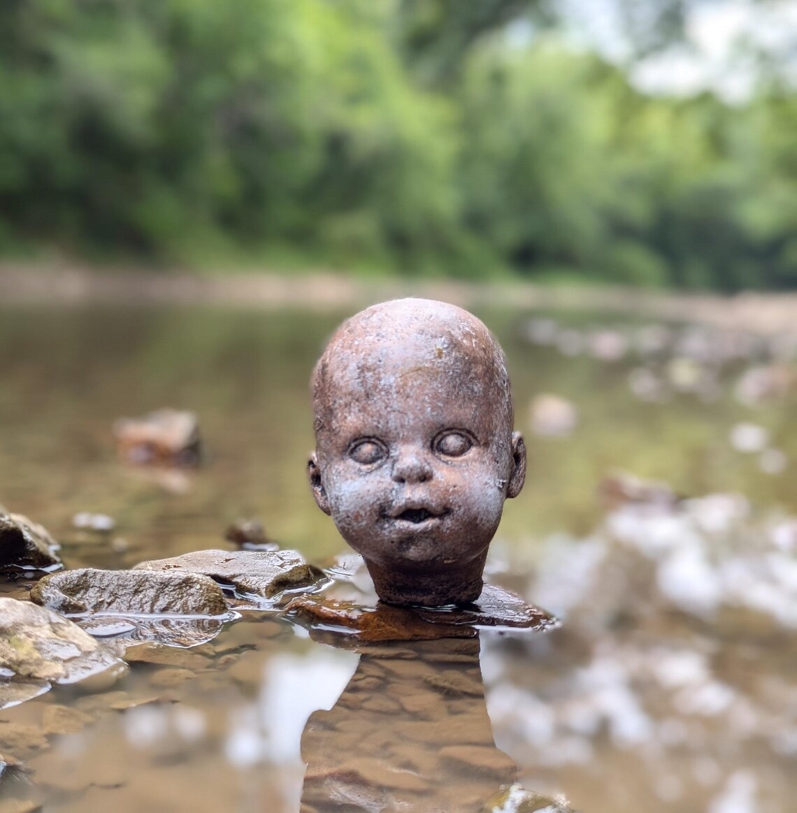 Creepy Baby Head Concrete Statue Homemade Garden Lawn Ornament for ...