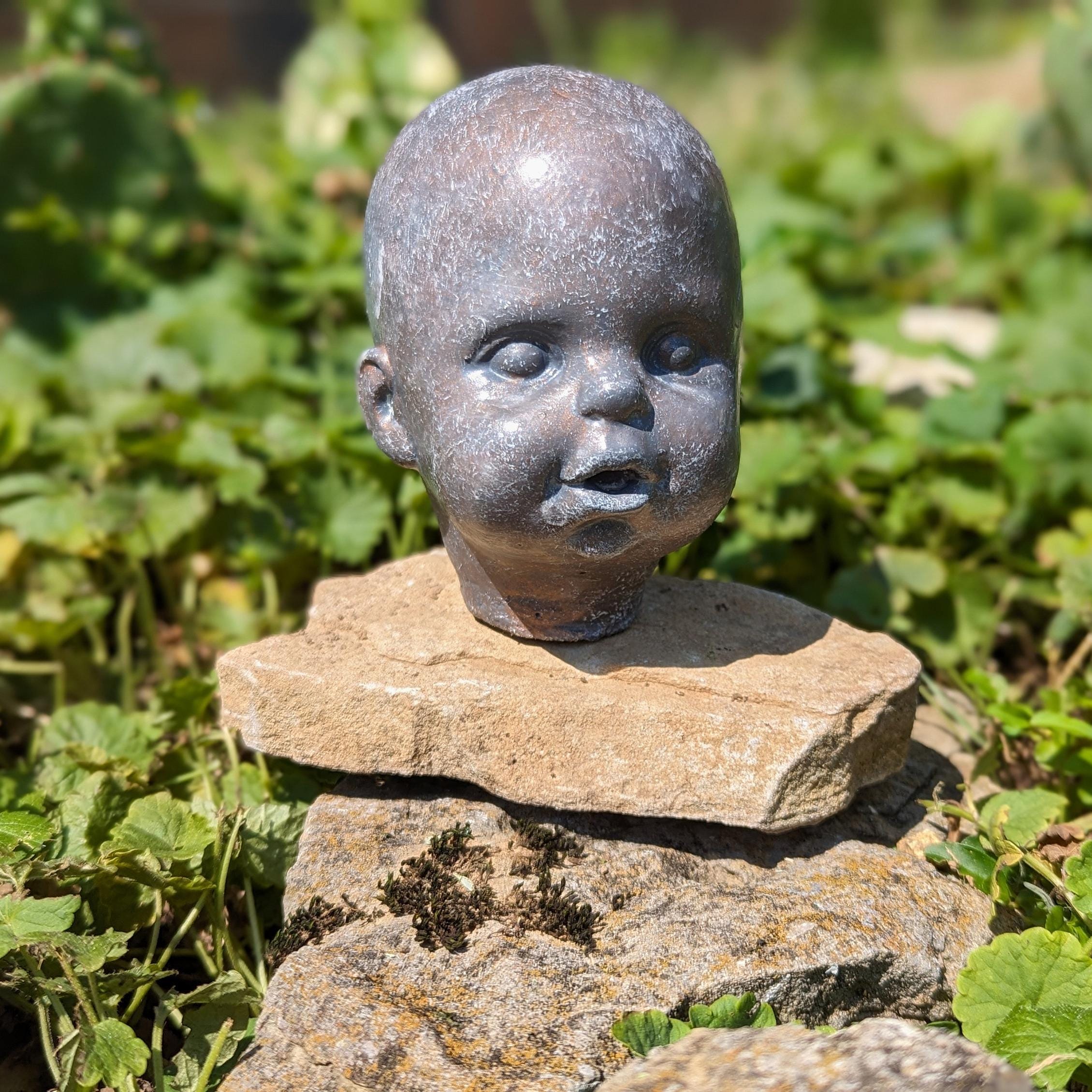 Creepy Baby Head Concrete Statue Homemade Garden Lawn Ornament for ...