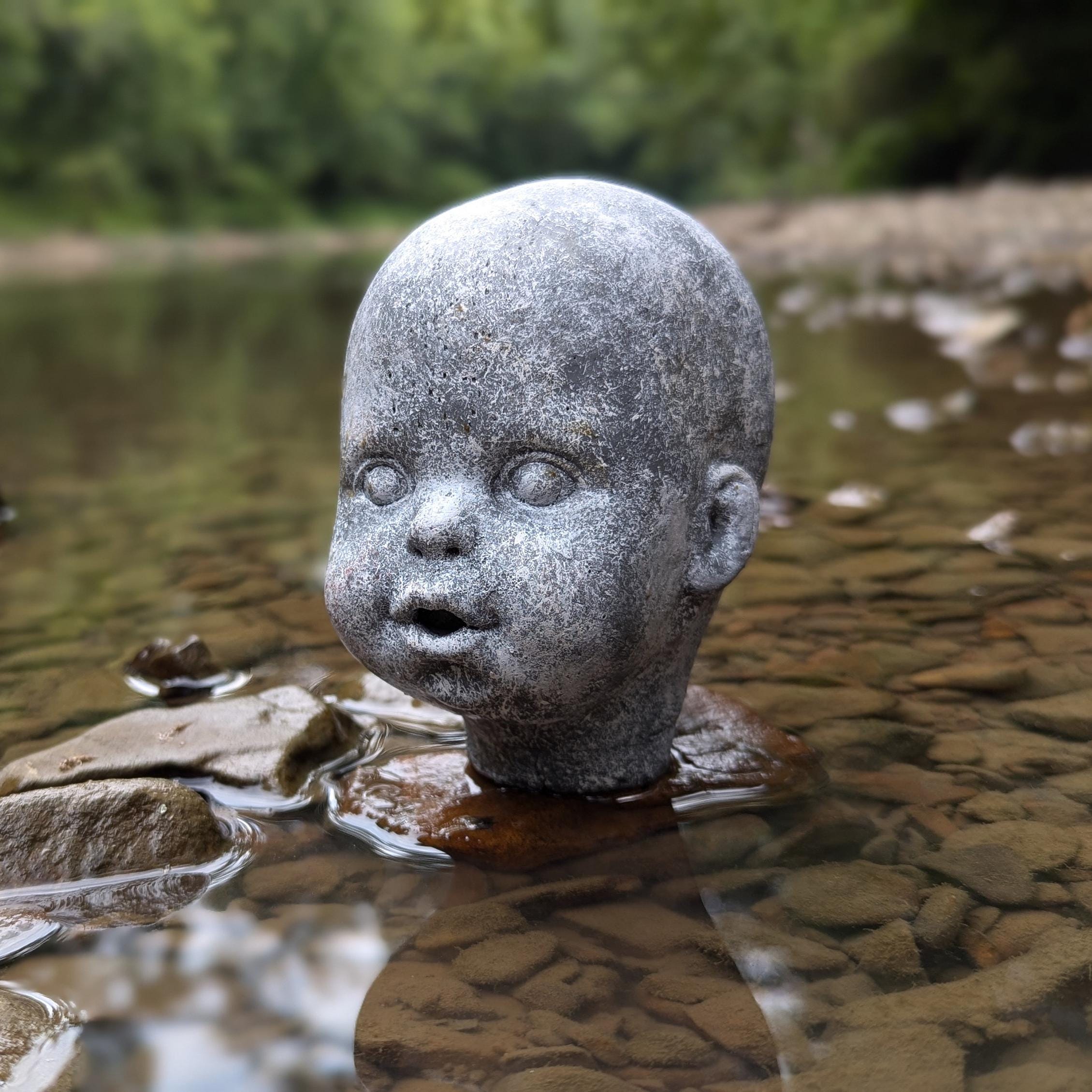 Creepy Baby Head Concrete Statue Homemade Garden Lawn Ornament for ...