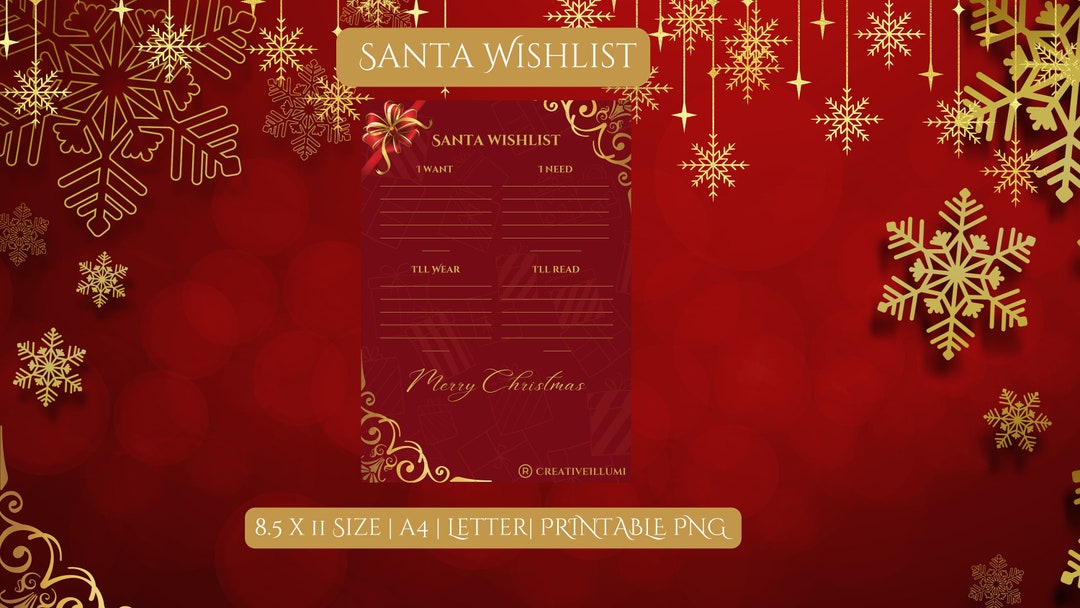 PRINTABLE Santa Santa Wishlist Template, Santa Wishlist,christmas Wish ...