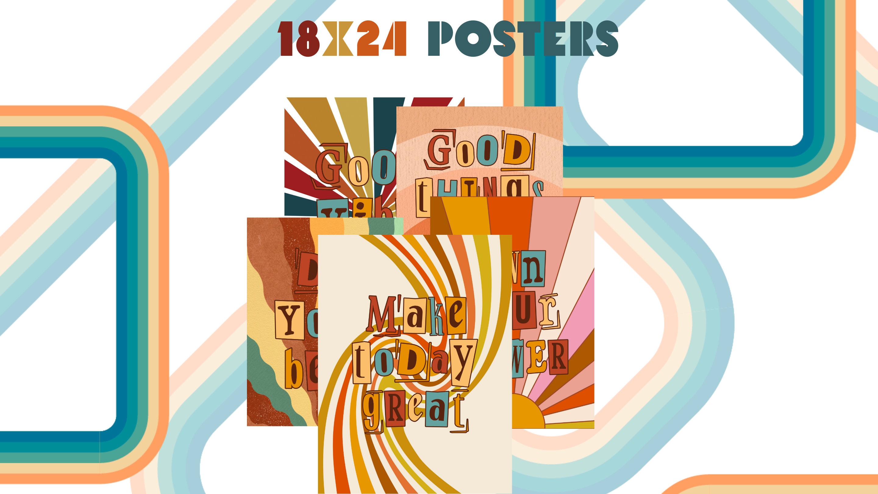 5 Retro Aesthetic Posters, Digital Download, 18x24 - Etsy