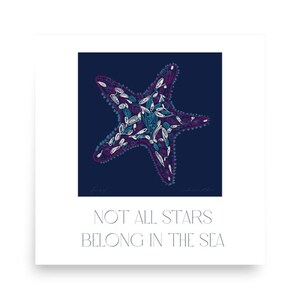 Blue Starfish Print, Boho Beach Nursery Decor, Nautical Wall Art ...