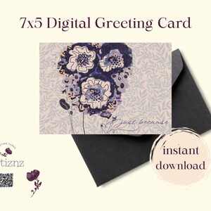 Just Because Printable Original Floral Greeting Card for Best Friend ...