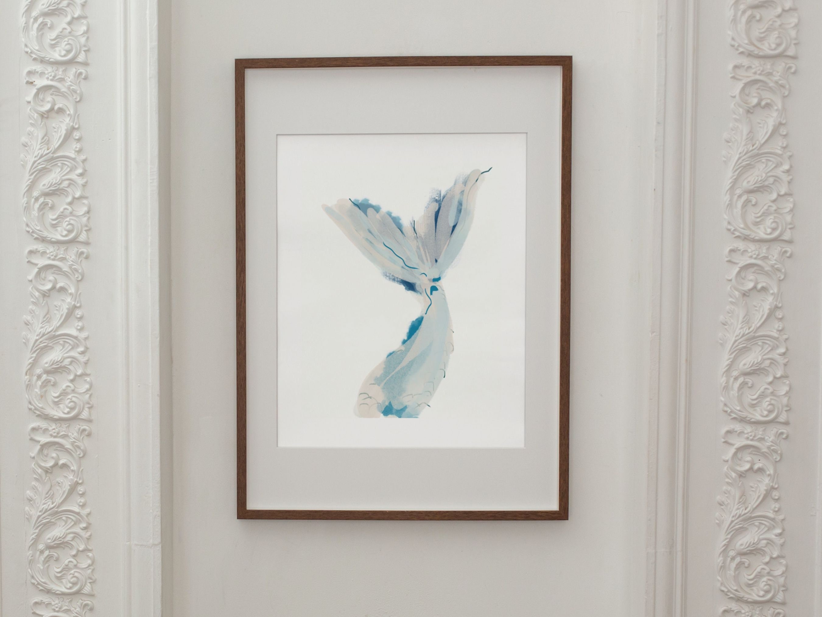 Minimalist Blue Mermaid Tail Wall Art Mythical Sea Animal Poster Ocean ...