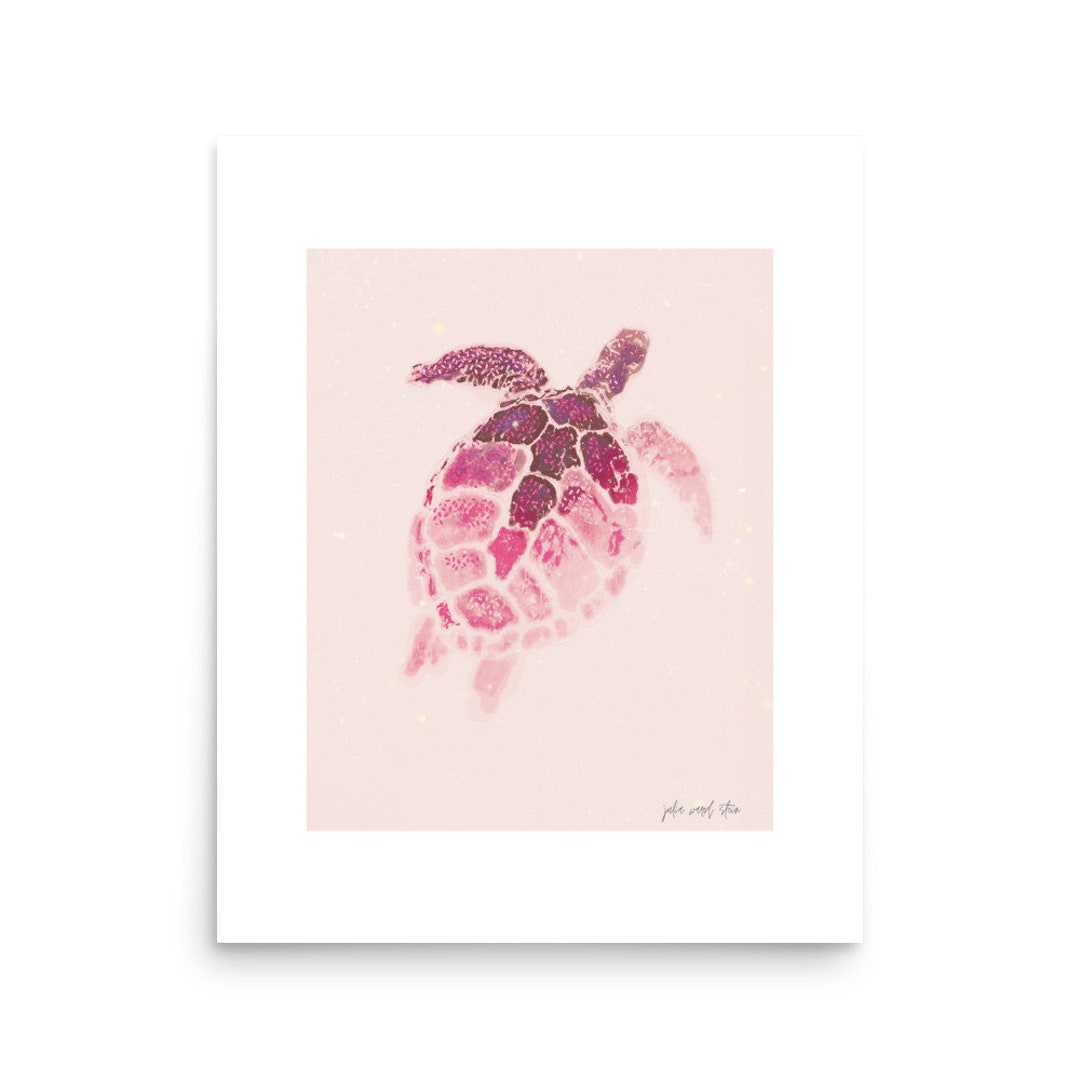 Pink Boho Sea Turtle Wall Art Print Pastel Turtle Poster Marine ...