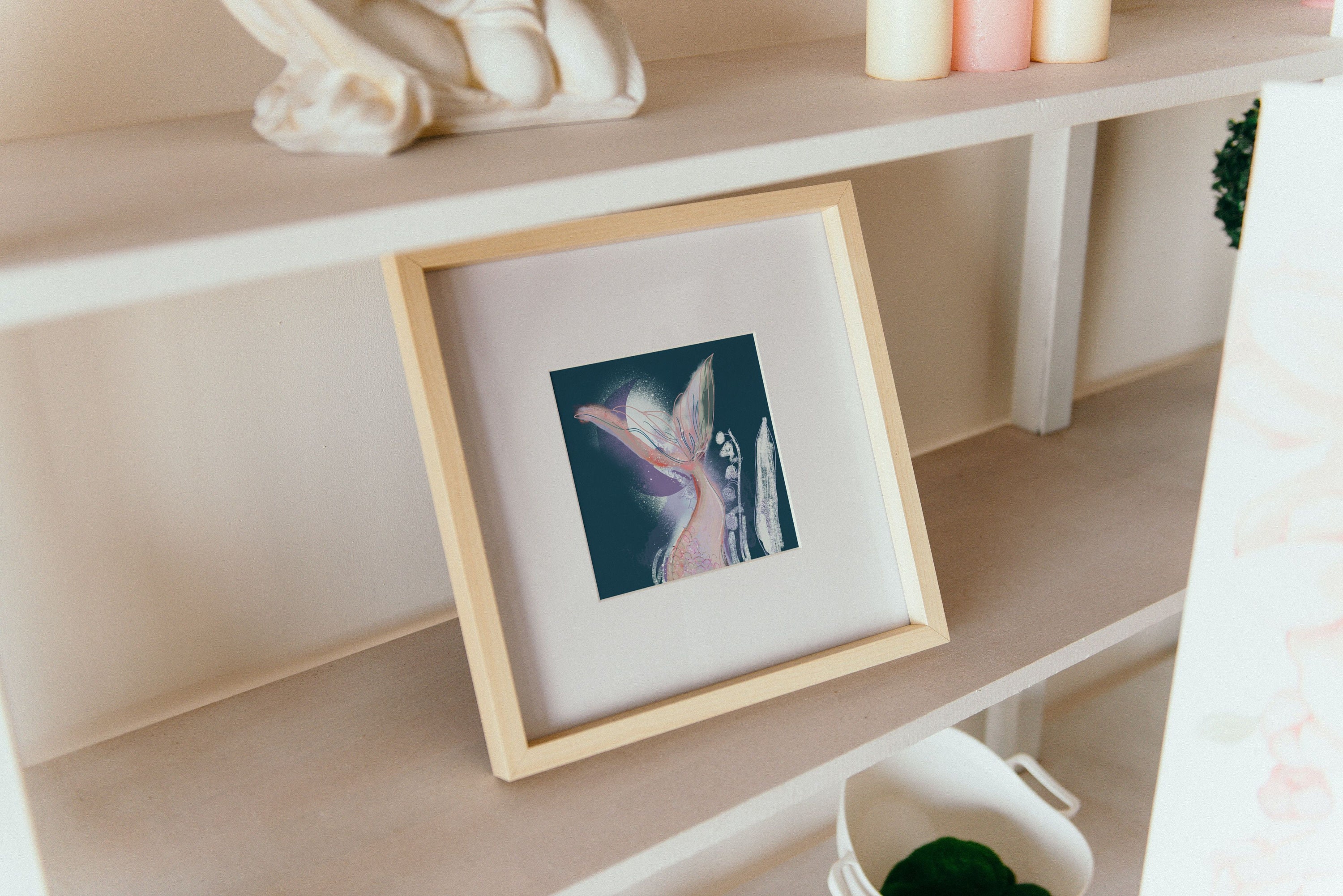 Mermaid Art Print Moon and Mermaid Celestial Girls Nursery - Etsy