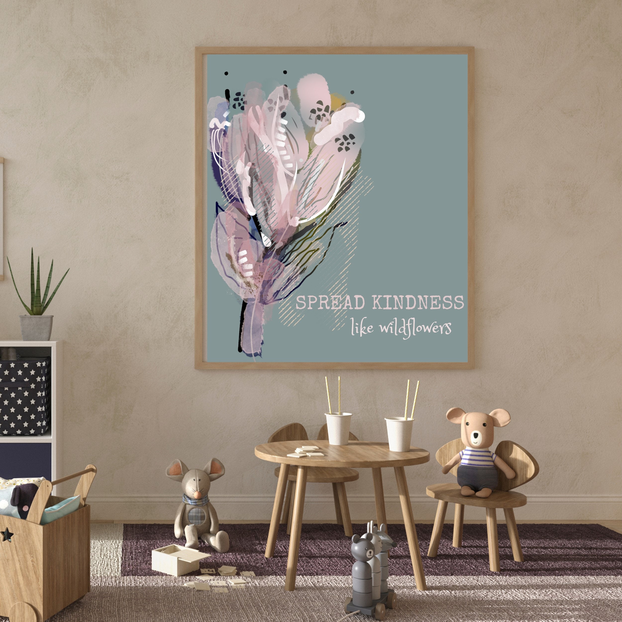 Spread Kindness Like Wildflowers Quote, Flower Quote, Bohemian Wall ...