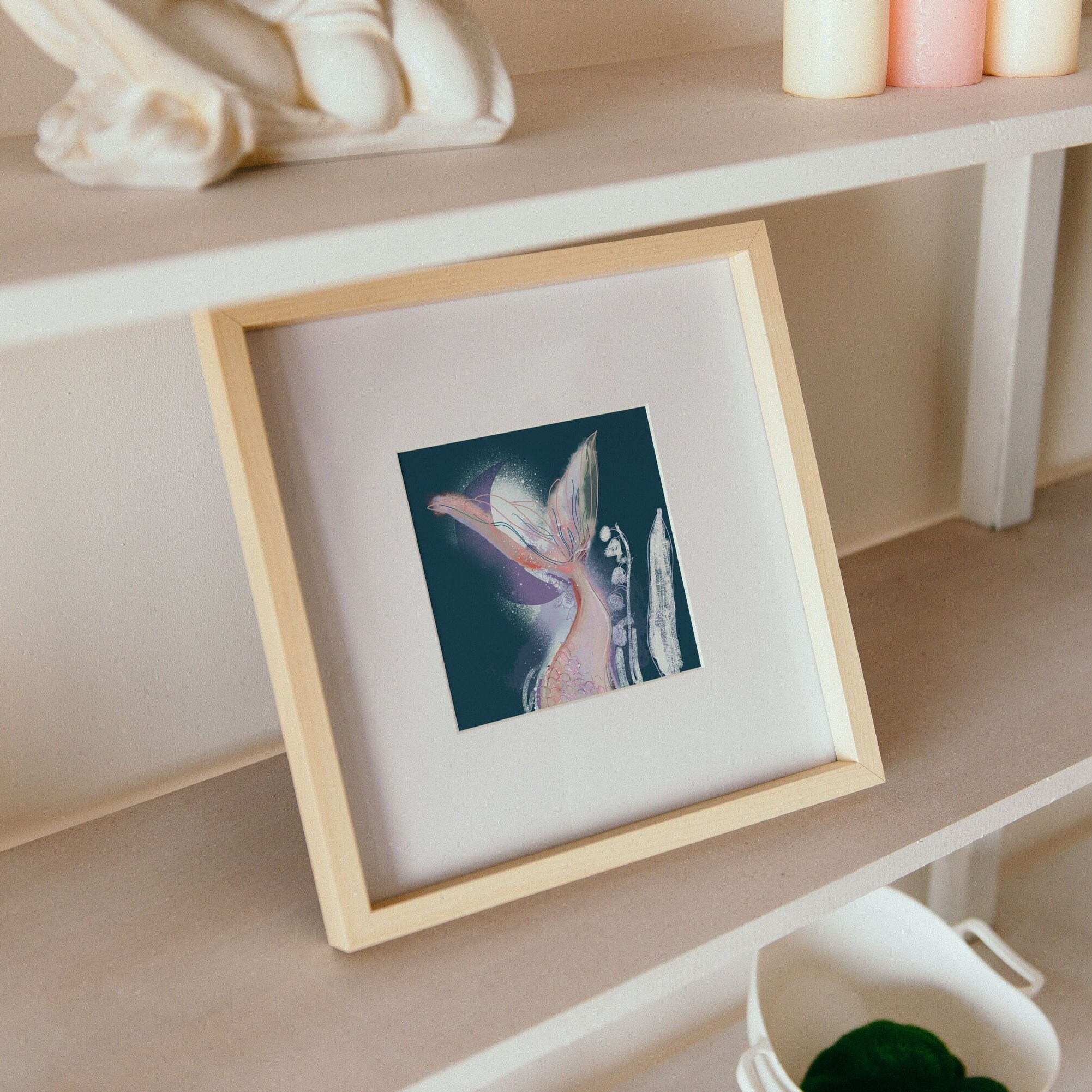 Mermaid Art Print, Moon and Mermaid, Celestial Girls Nursery Decor ...