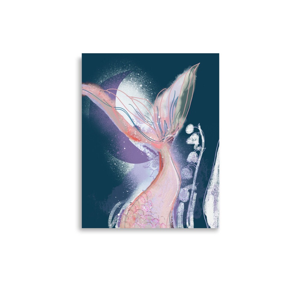 Mermaid Art Print Moon and Mermaid Celestial Girls Nursery - Etsy