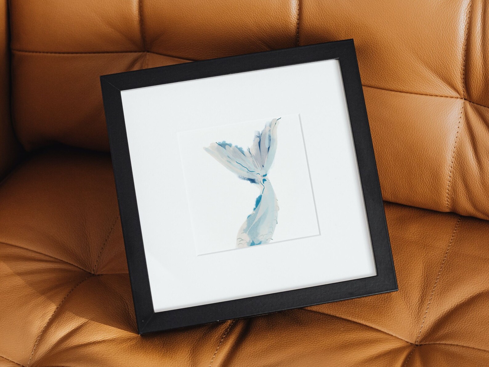 Minimalist Blue Mermaid Tail Wall Art Mythical Sea Animal Poster Ocean ...