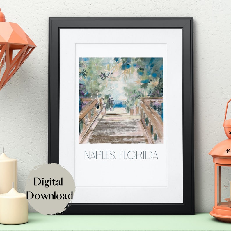 Printable Naples Florida Tourism Souvenir Wall Art Beach Lover Boho ...