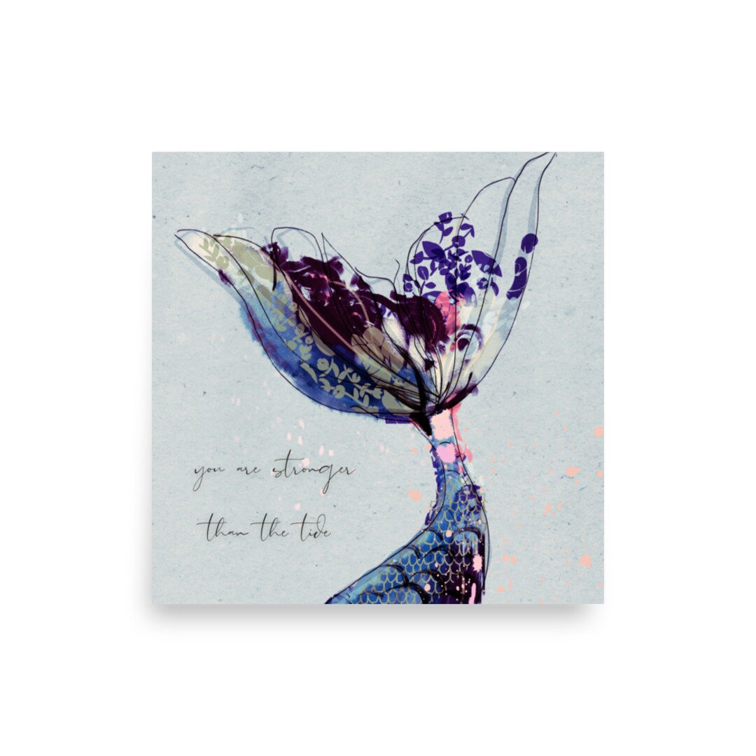 Nursery Quote Girl Mermaid Wall Art Boho Mermaidcore Bedroom Art Print ...