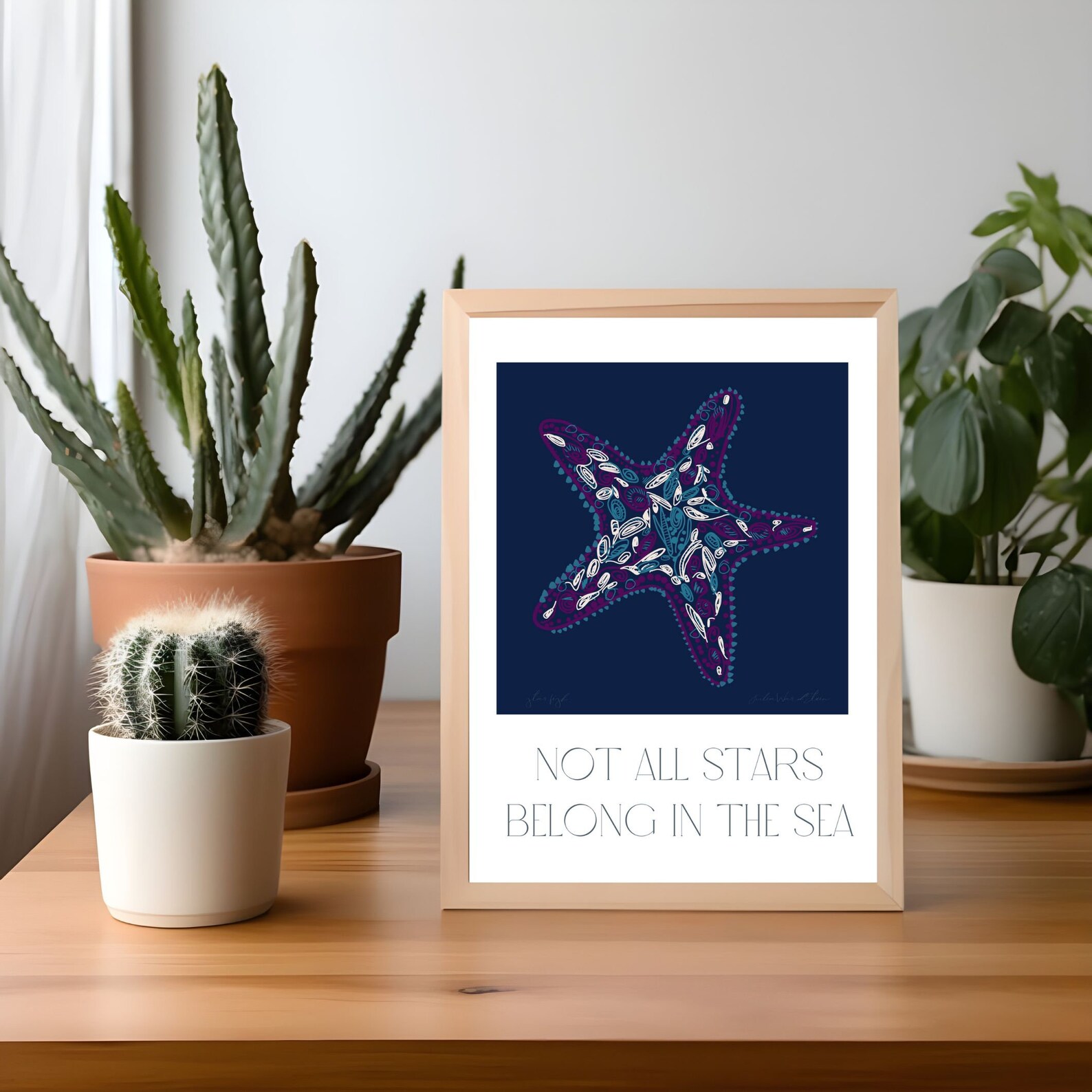 Blue Starfish Print, Boho Beach Nursery Decor, Nautical Wall Art ...