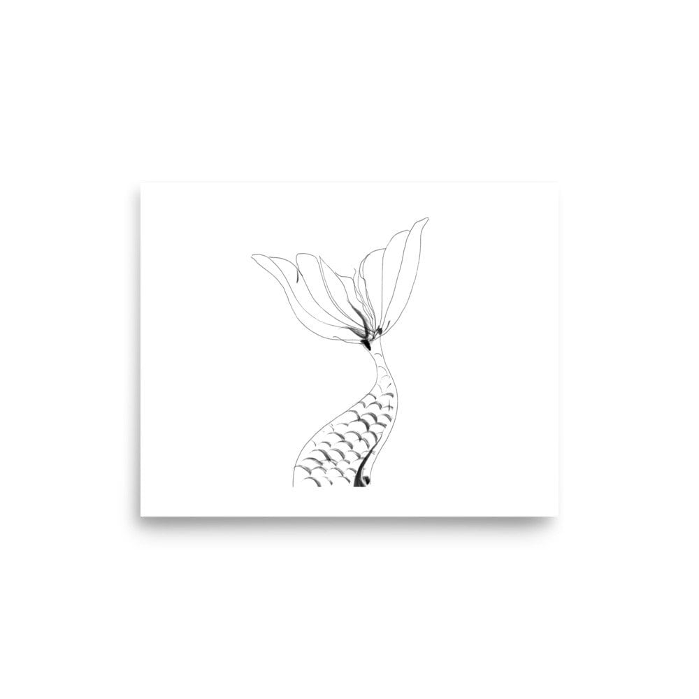Boho Minimalist Mermaid Tail Line Art, Original Fantasy Art, Mythical ...