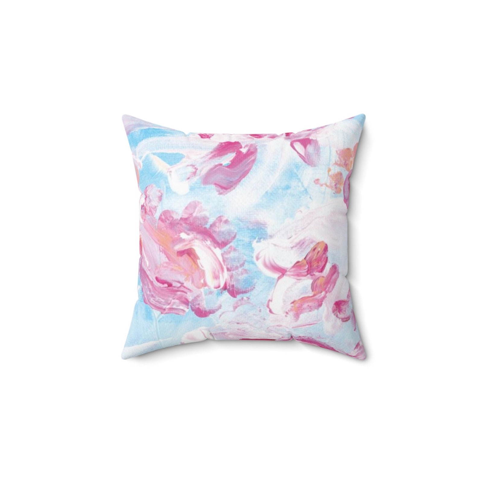 Preppy Accent Pillow, Hot Pink Flower Couch Pillow, Spun Polyester ...