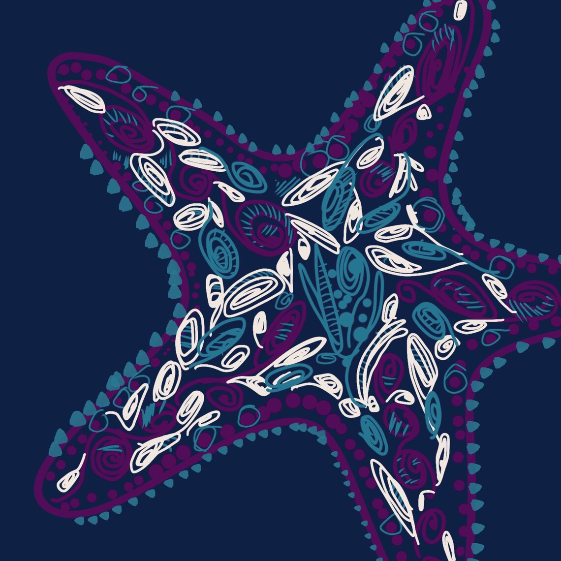 Blue Starfish Print, Boho Beach Nursery Decor, Nautical Wall Art ...