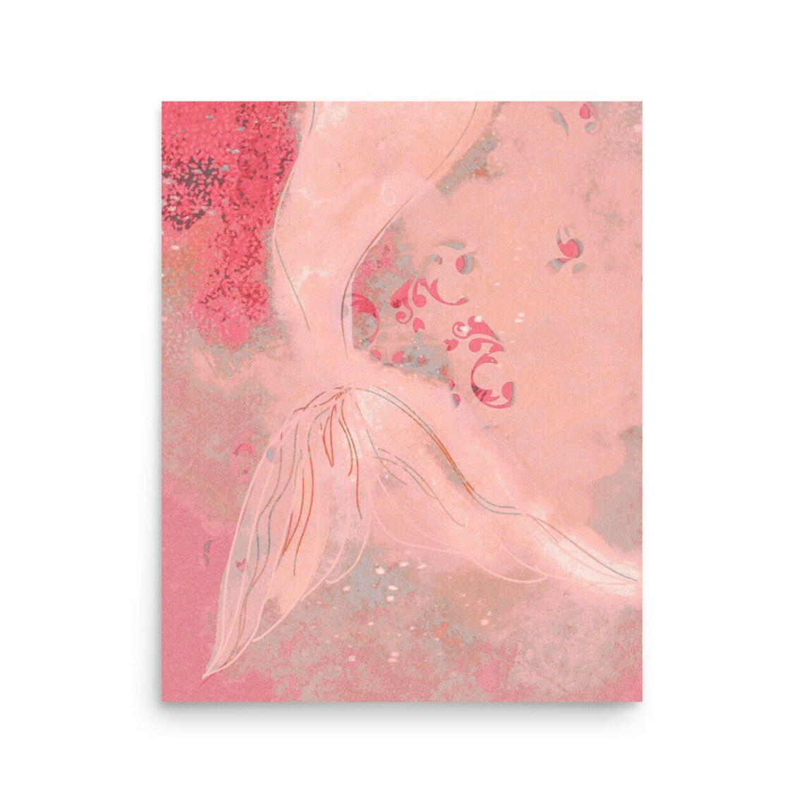 Mermaid Tail Art Print Nursery Decor Teen Girl Fantasy Poster Mythical ...
