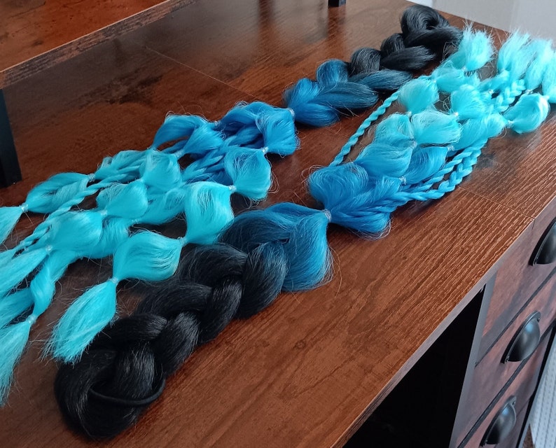 Blue Ombré Double Dutchbraid Festival Rave Braids Easy Application Hair ...
