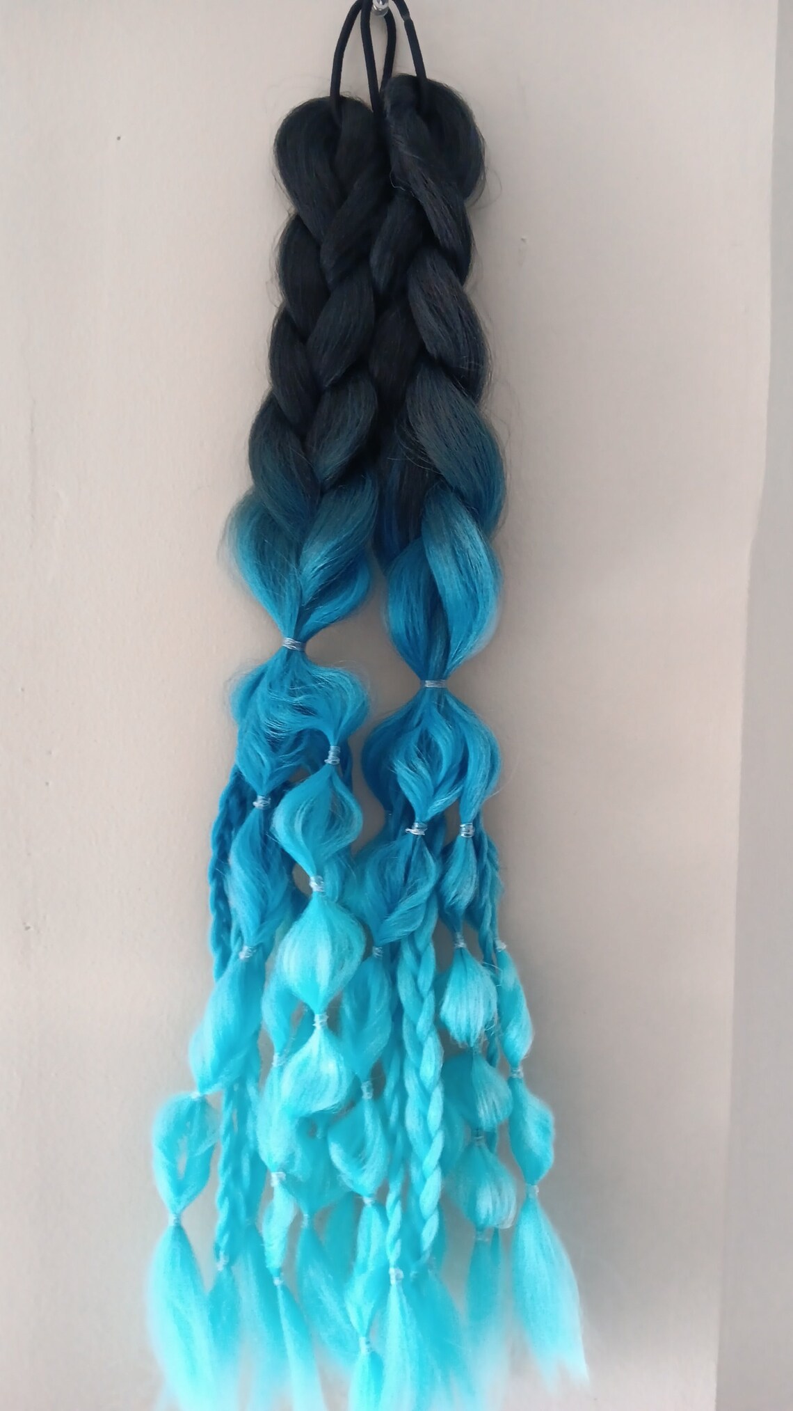 Blue Ombré Double Dutchbraid Festival Rave Braids Easy Application Hair ...