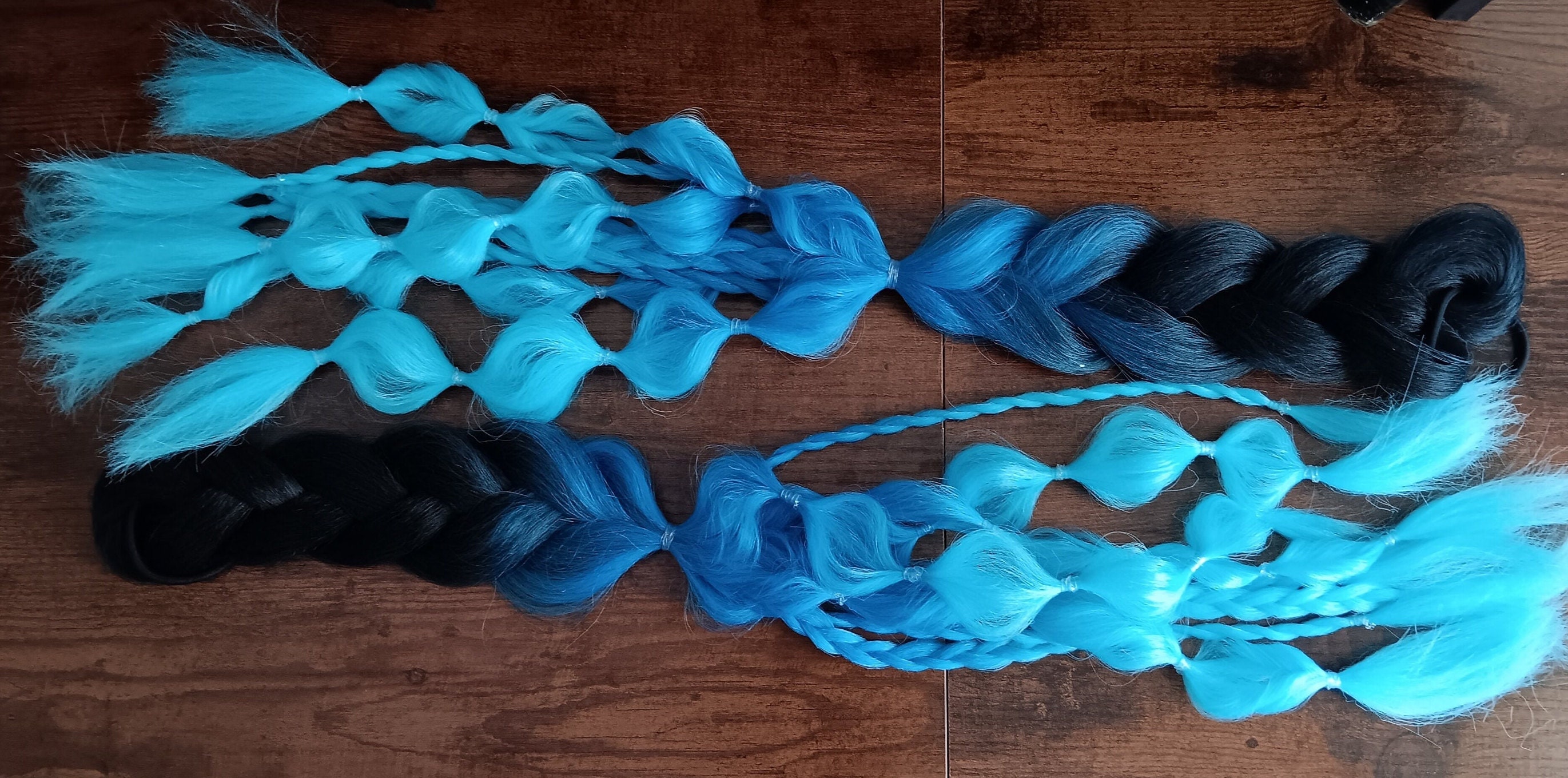 Blue Ombré Double Dutchbraid Festival Rave Braids Easy Application Hair ...