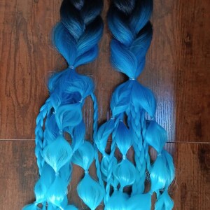 Blue Ombré Double Dutchbraid Festival Rave Braids Easy Application Hair ...