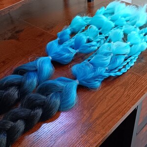 Blue Ombré Double Dutchbraid Festival Rave Braids Easy Application Hair ...