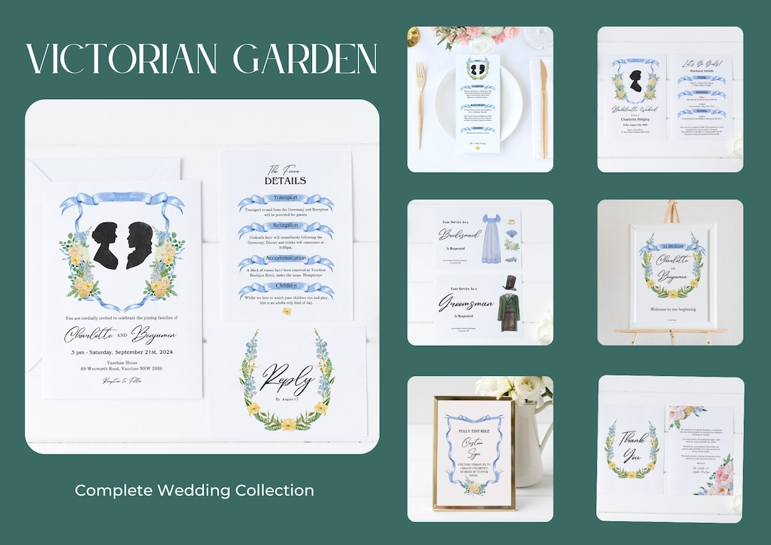 Bridgerton Elegance Wedding Invitation Bundle - Regency Theme, 32 Items ...