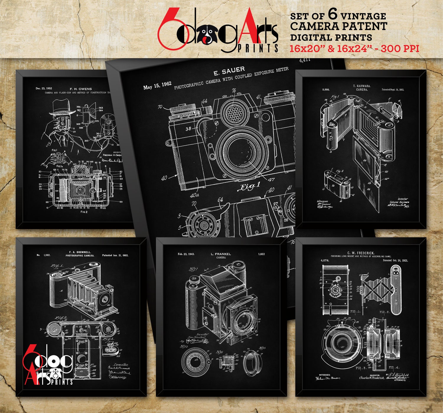 Vintage Camera Patent Drawings set of 6 Downloadable Digital Prints ...