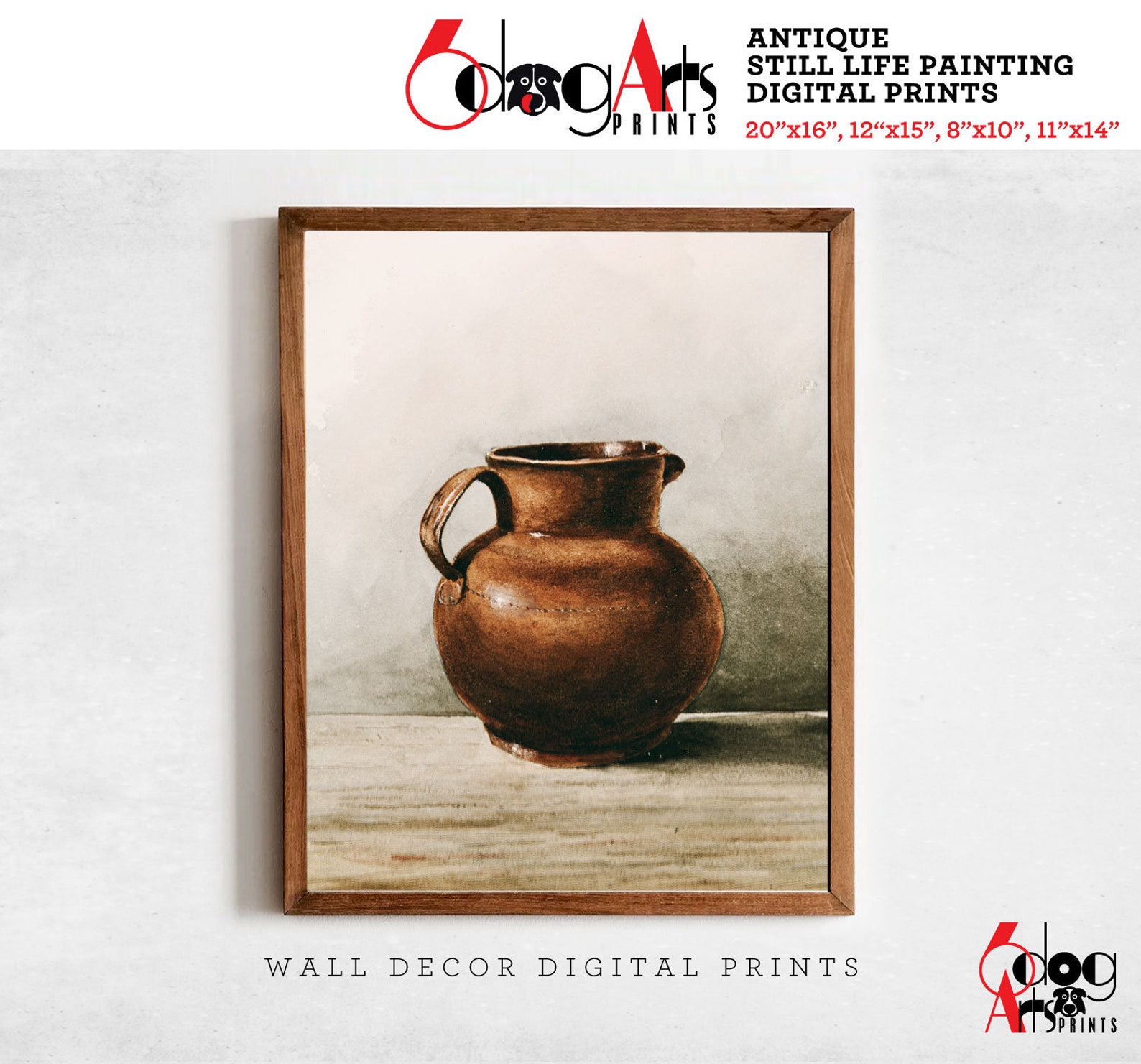 Antique Still Life W/ Pitcher Painting - Art Print Downloadable ...