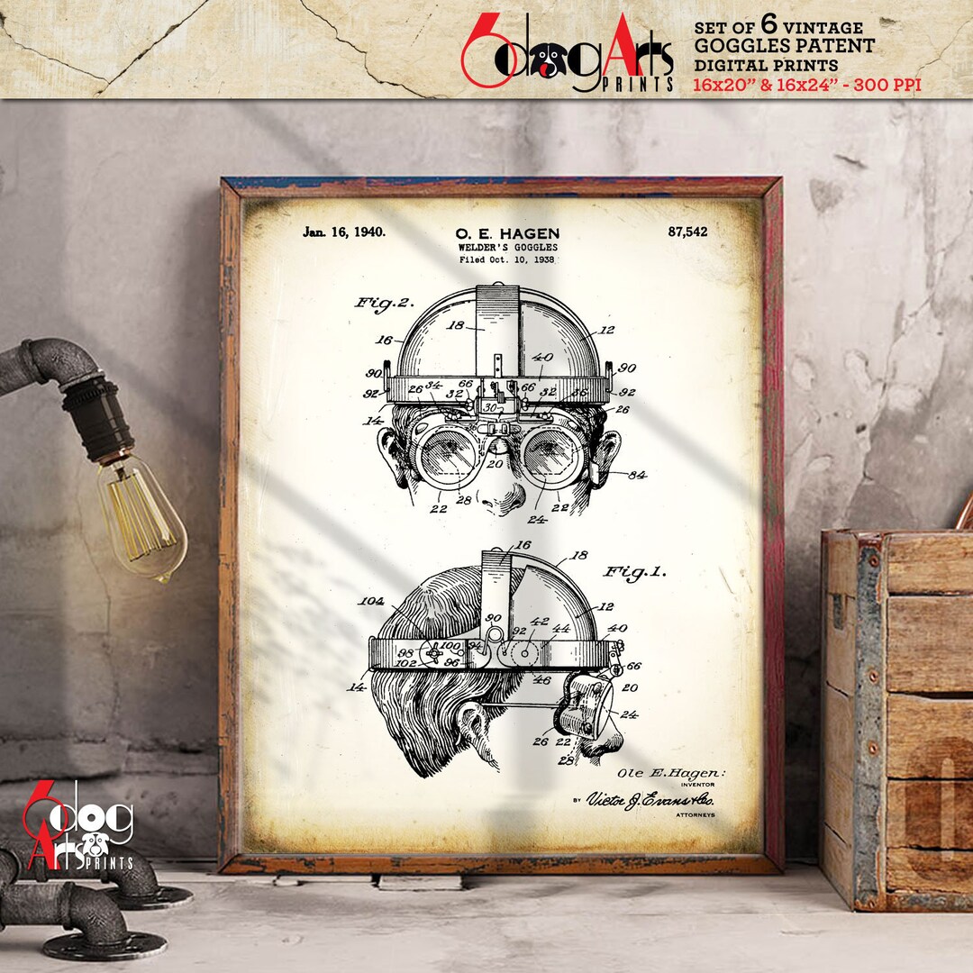 Vintage Goggles Patent Art Print Set (digital Download) - Etsy