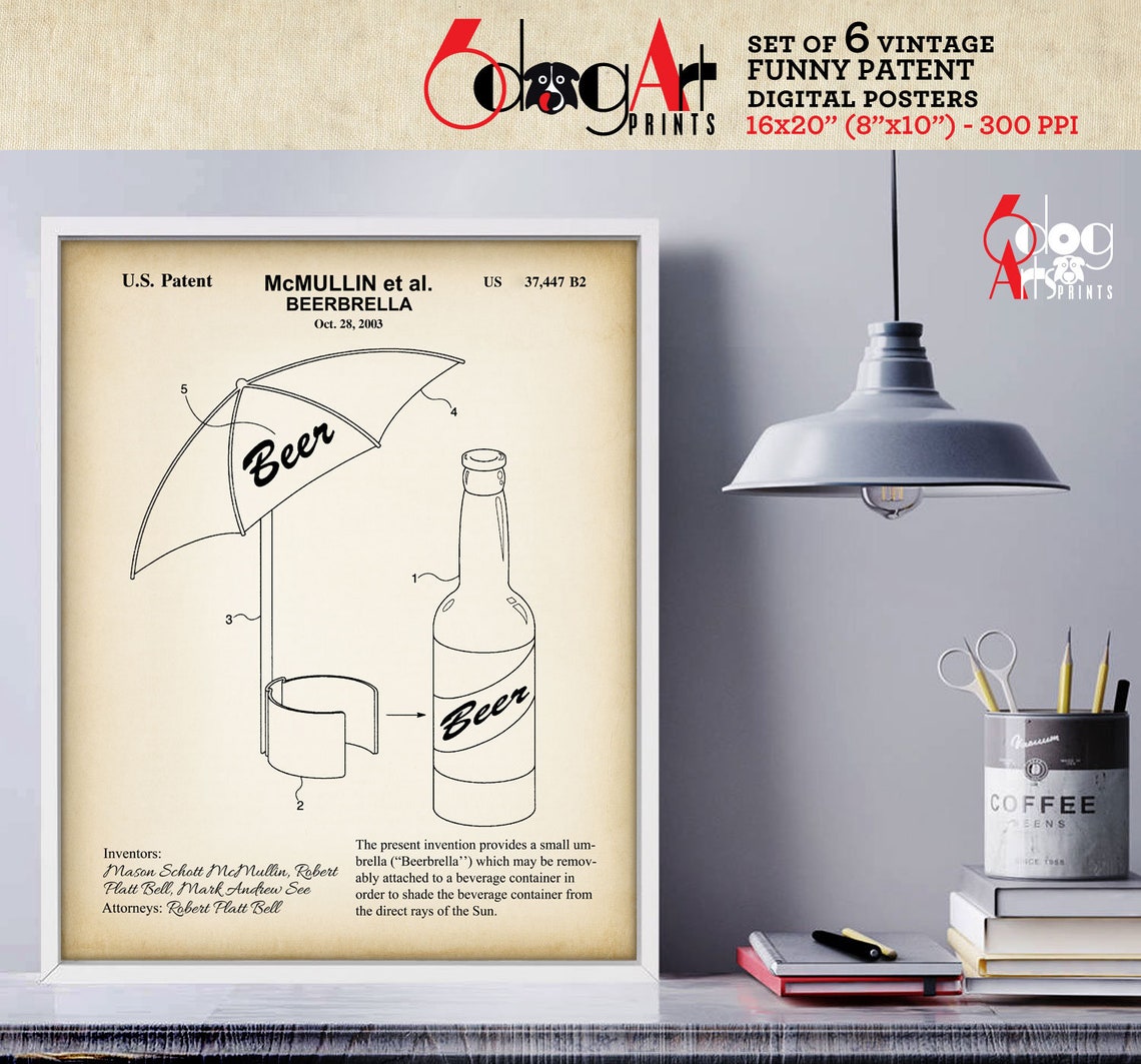 Funny Patent Art Prints: Vintage Invention Posters (digital Download ...