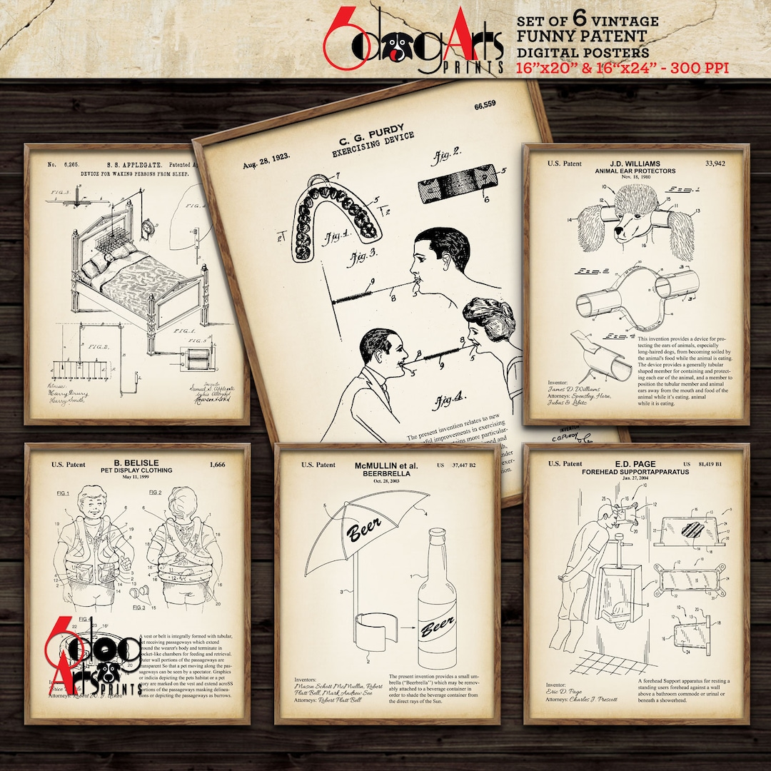 Funny Patent Art Prints: Vintage Invention Posters (digital Download ...