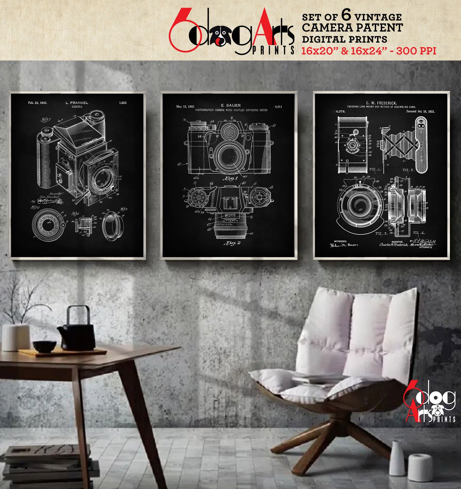 Vintage Camera Patent Drawings set of 6 Downloadable Digital Prints ...