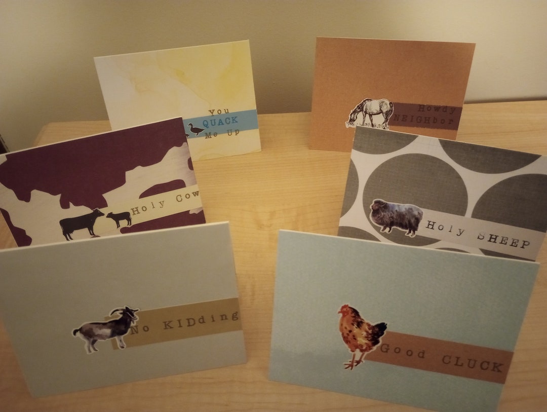 6 Pack Punny Greeting Cards, Farm Theme - Etsy