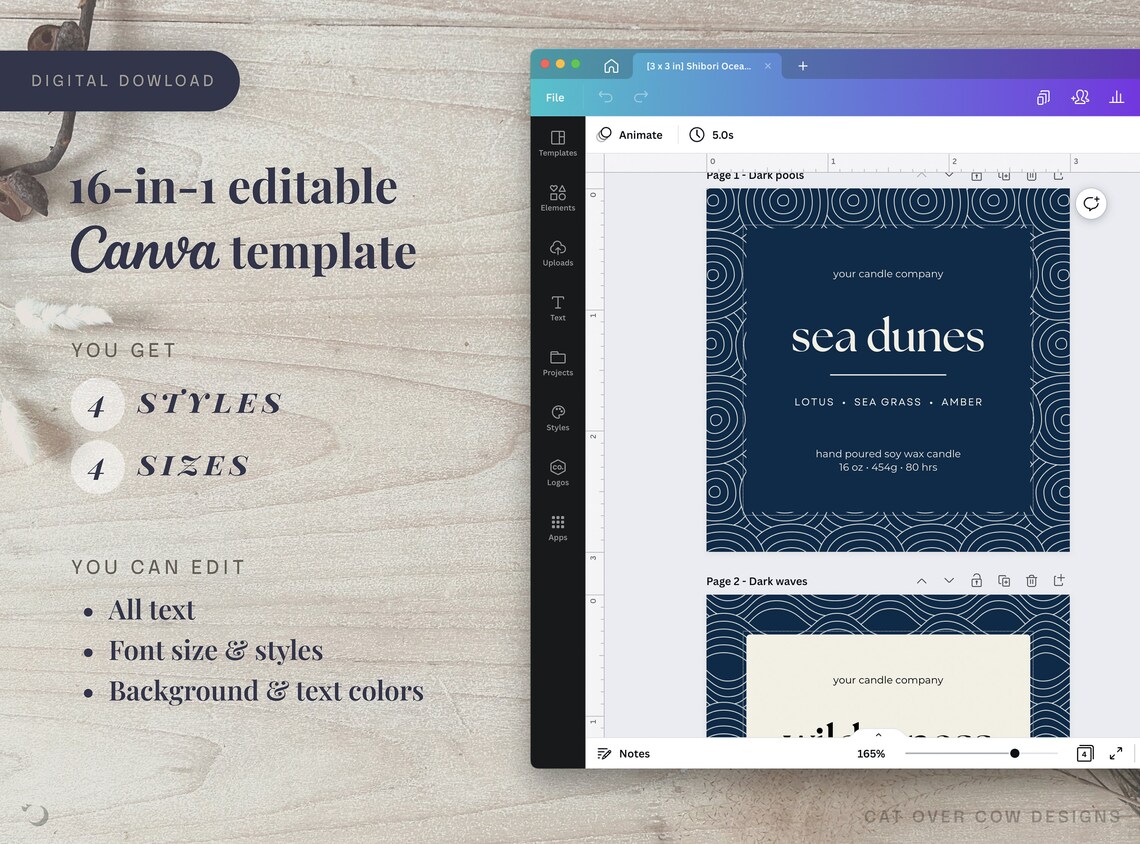 16-in-1 Square Rectangle Candle Label Templates, Candle Label Template ...