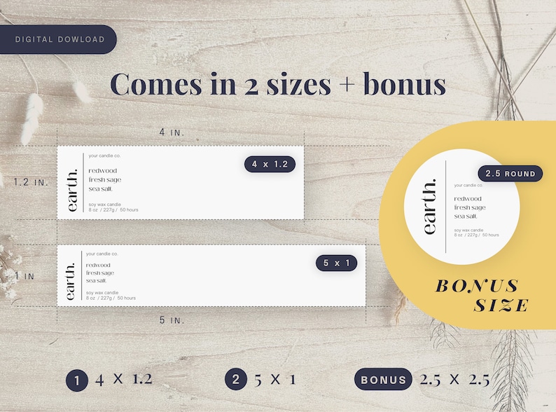 Modern Candle Label Template: Minimalist Design (DIY Editable Canva) - Etsy
