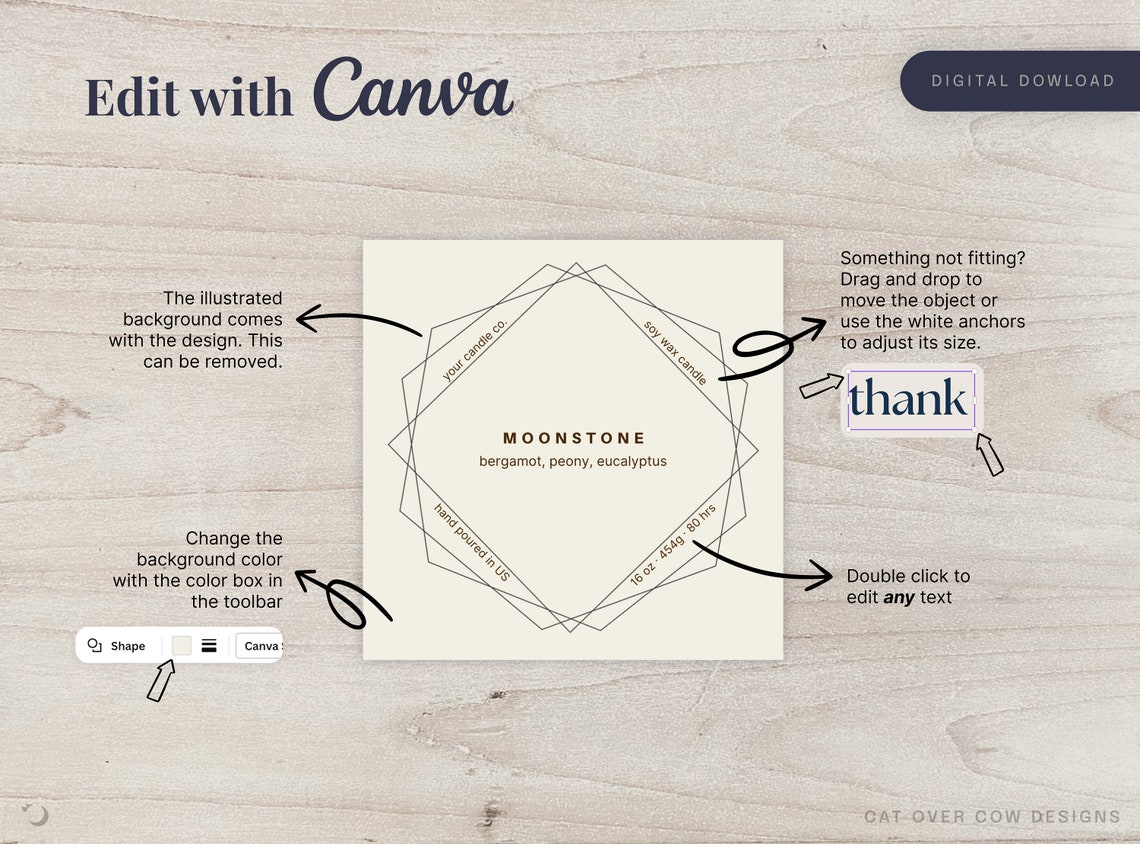 12-in-1 Thin Candle Label Templates W/ Bonus Size, Minimalist Candle ...