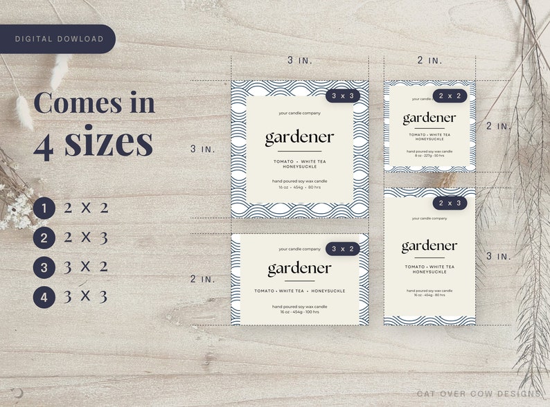 16-in-1 Square Rectangle Candle Label Templates, Candle Label Template ...