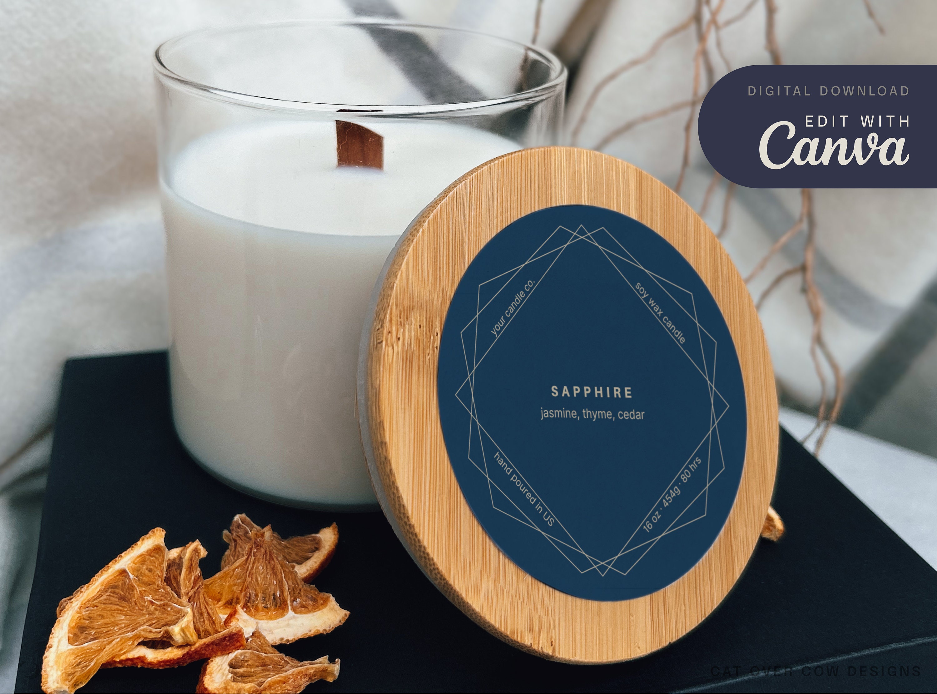 Round Candle Label Template: Minimalist Design (canva, Printable) - Etsy