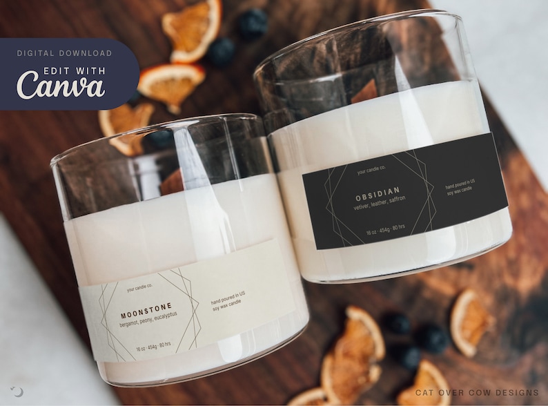 12-in-1 Thin Candle Label Templates W/ Bonus Size, Minimalist Candle ...