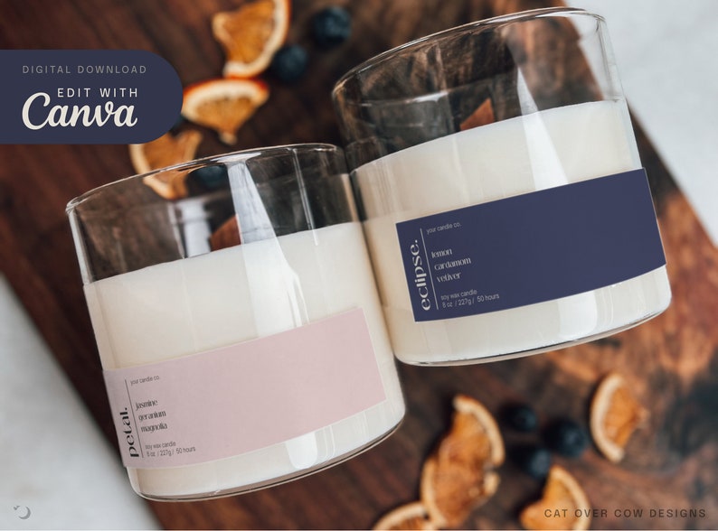 Modern Candle Label Template: Minimalist Design (DIY Editable Canva) - Etsy