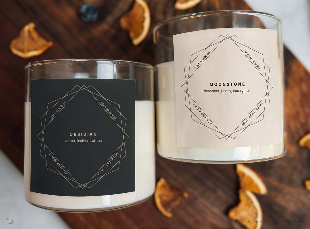 16 in 1 Square + Rectangle Candle Label Templates, Candle Label ...