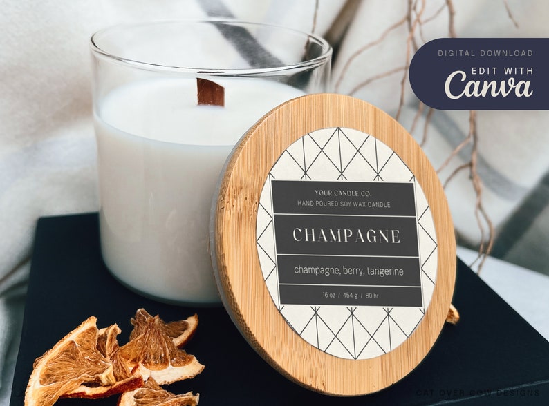 Vintage Candle Label Template: Luxury Art Deco Design (DIY Downloadable ...