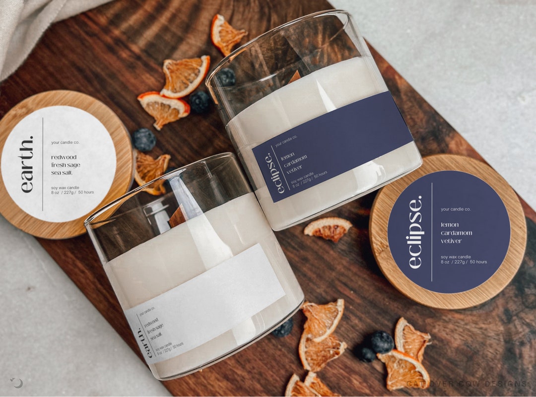 Modern Candle Label Template: Minimalist Design (DIY Editable Canva) - Etsy
