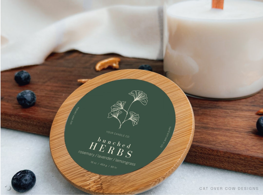 Flora Candle Label Templates: Luxury Round Design (DIY Editable ...