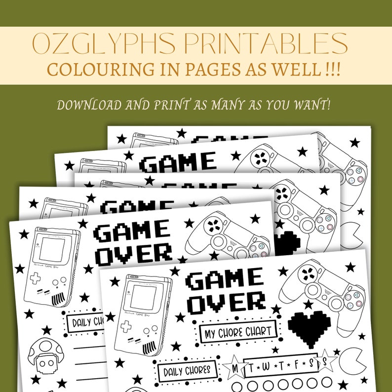 Gamer Kids Printable Chore Chart Dailybundle Weeklyroutine - Etsy