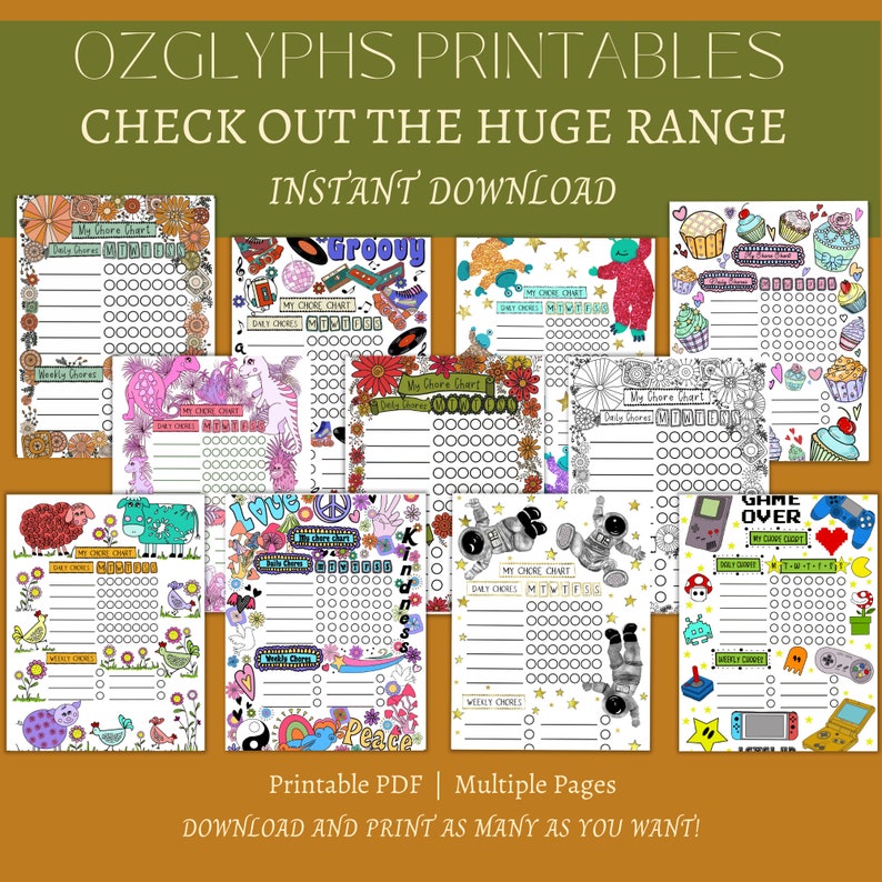 Farm Animals Kids Printable Chore Chart Bundle Weekly - Etsy